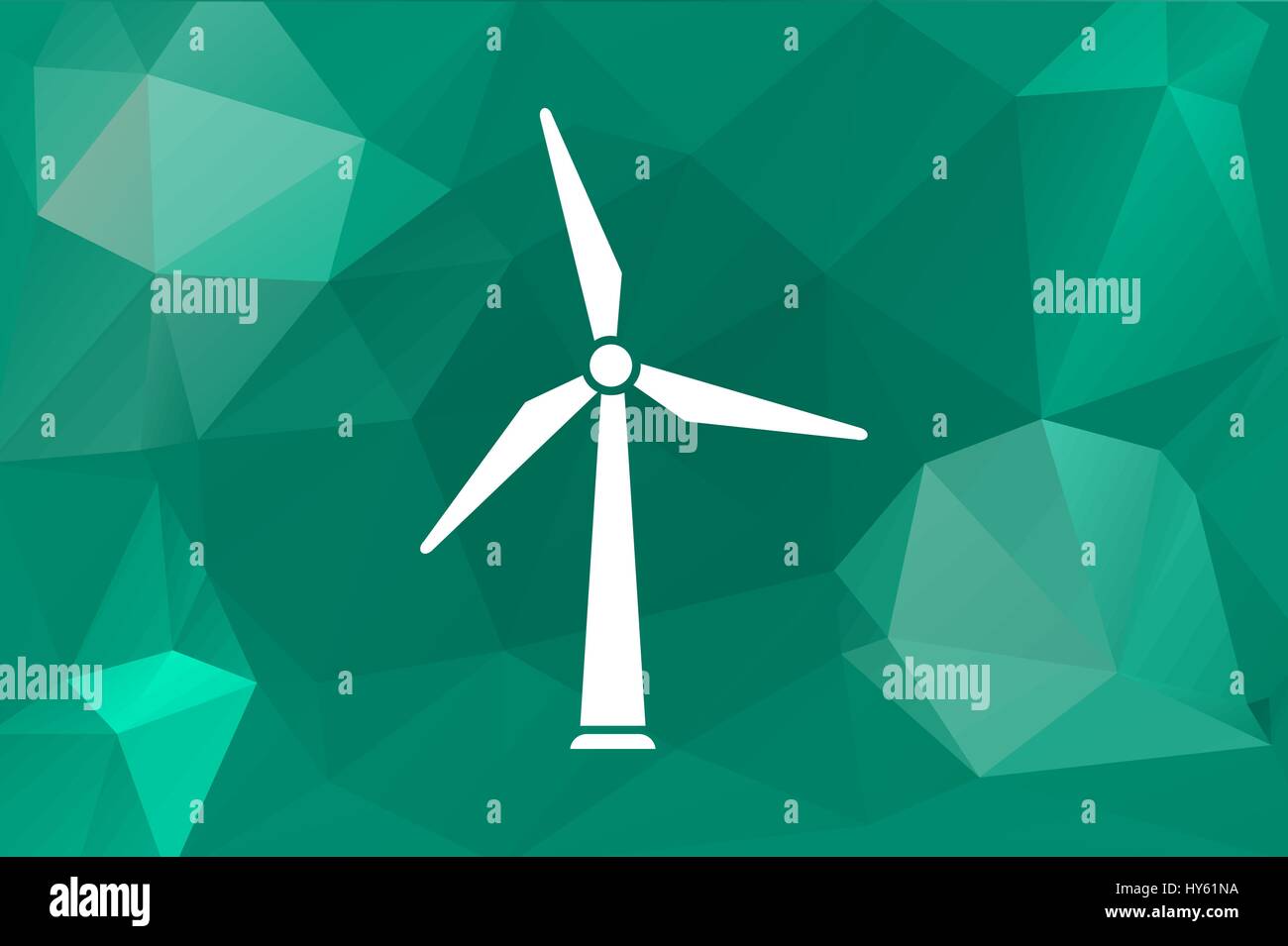 Wind turbine on the green low poly background. Eolic energy concept ...