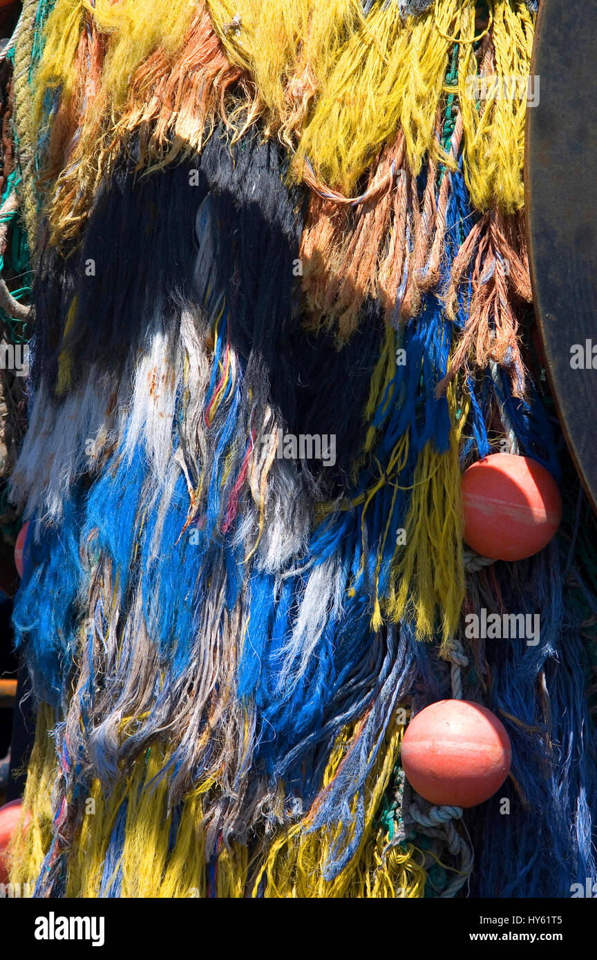 Fish nets on the stern of a fishing trawler in New Bedford ...