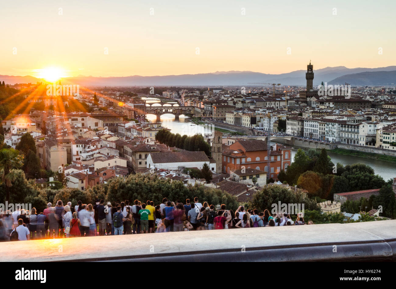 Florence piazzale michelangelo sunset hi-res stock photography and ...