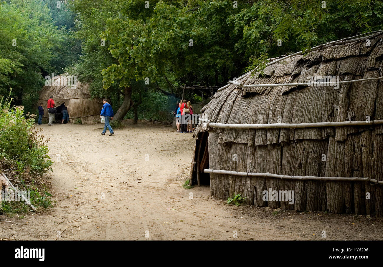 The Native American encampment at Plimoth Plantation, Plymouth ...