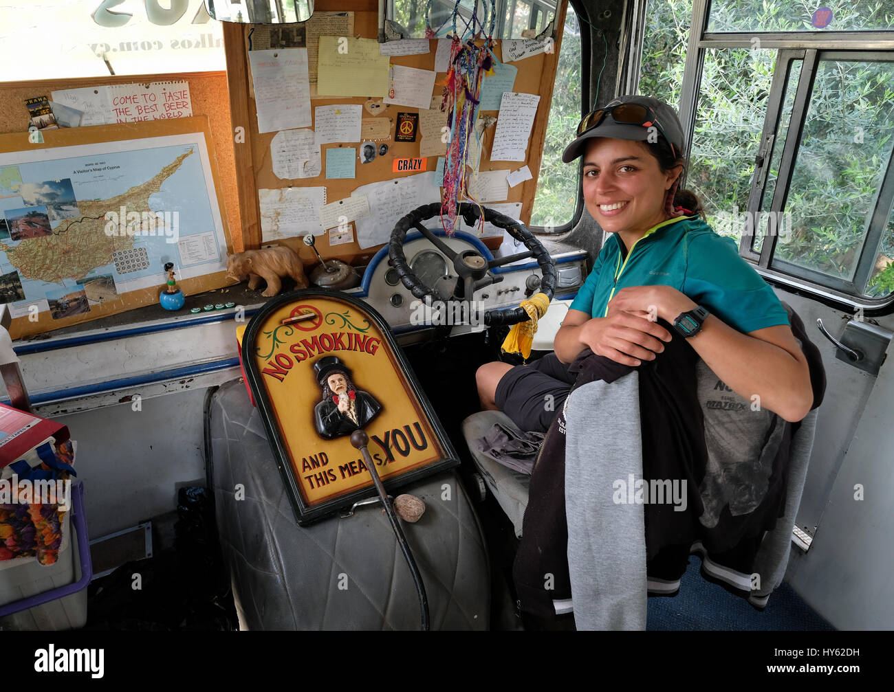 Backpacker Justine is staying in an old bus in Paphos,Cyprus. The bus ...