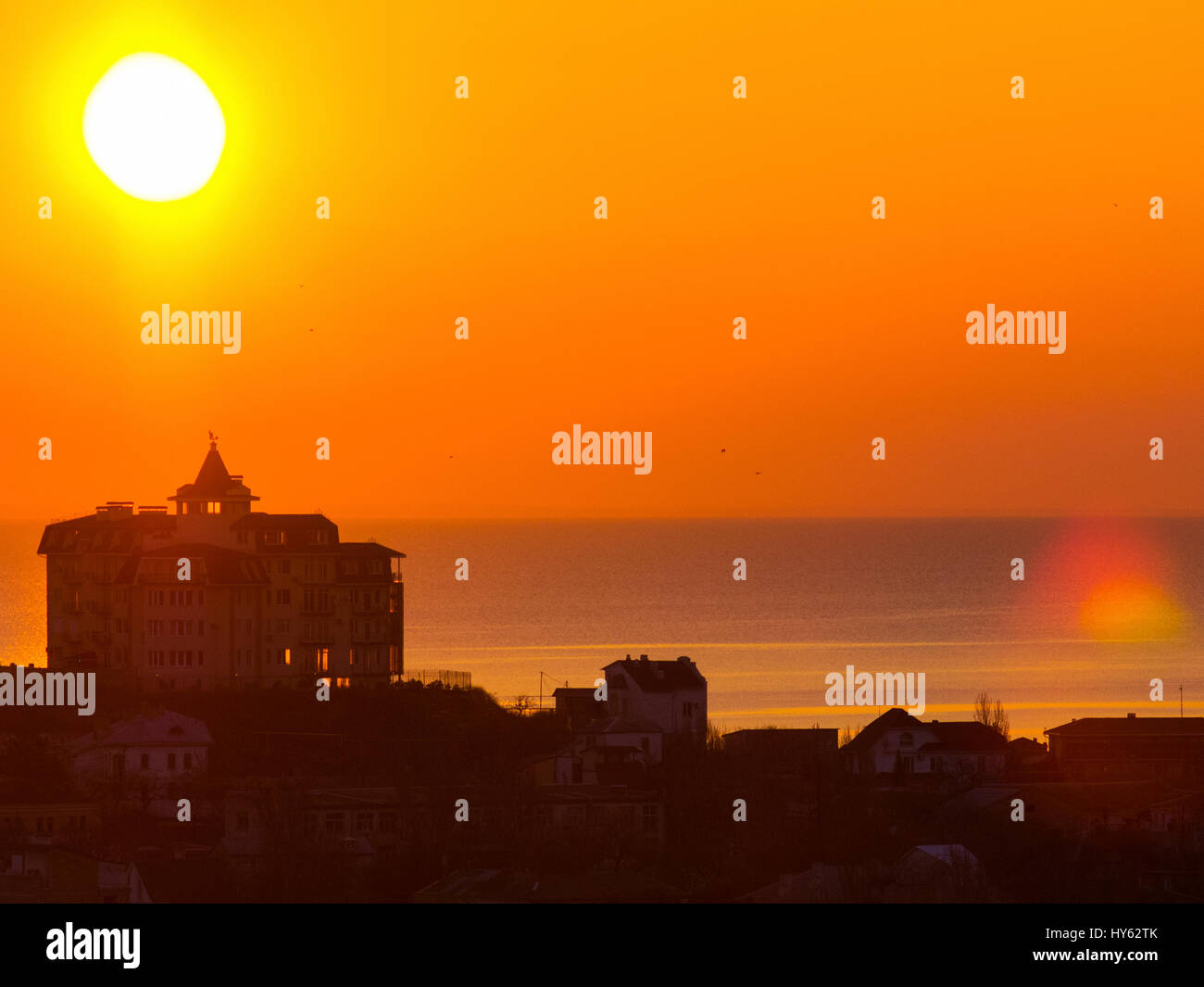 The sunrise over the sea and the house on mountain Stock Photo - Alamy