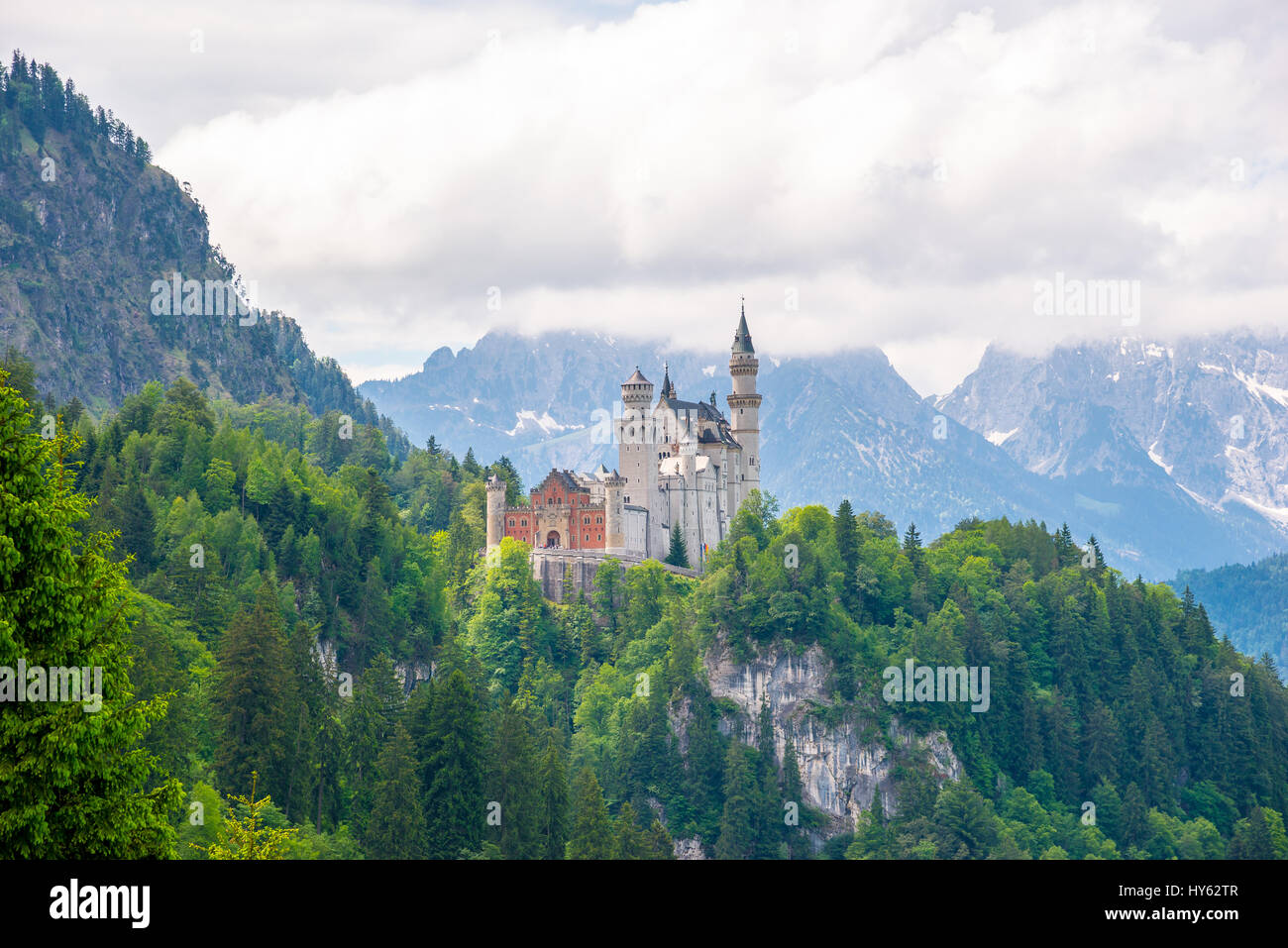 Original view of world-famous Neuschwanstein Castle at day, Germany ...
