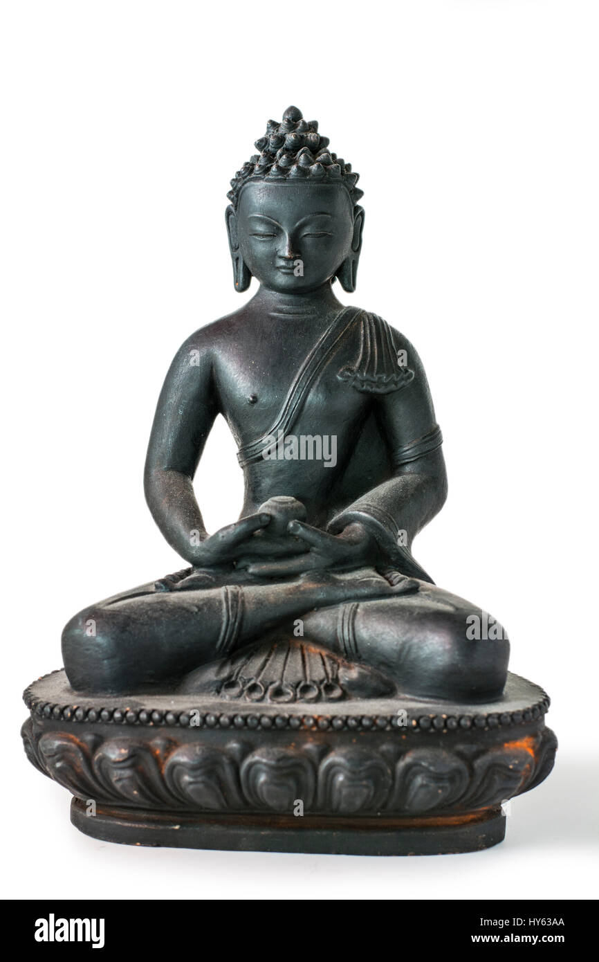 Black statue of Buddha isolated Stock Photo - Alamy
