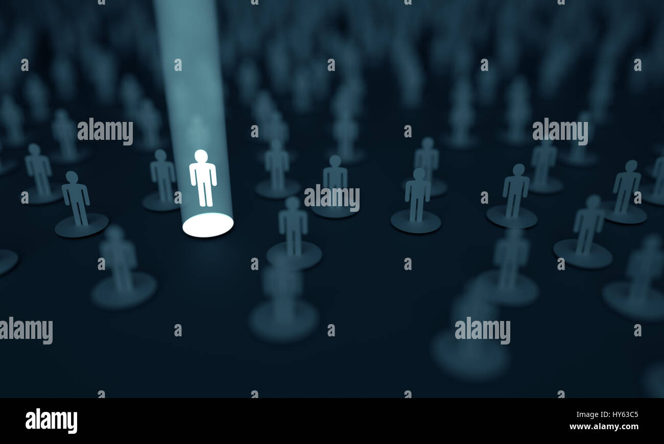 3D illustration. Conceptual image of choosing one person among several ...