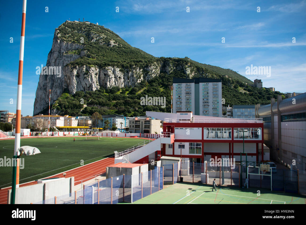 Gibraltar - 1st April 2017 - The Rock of Gibraltar under clear blue ...