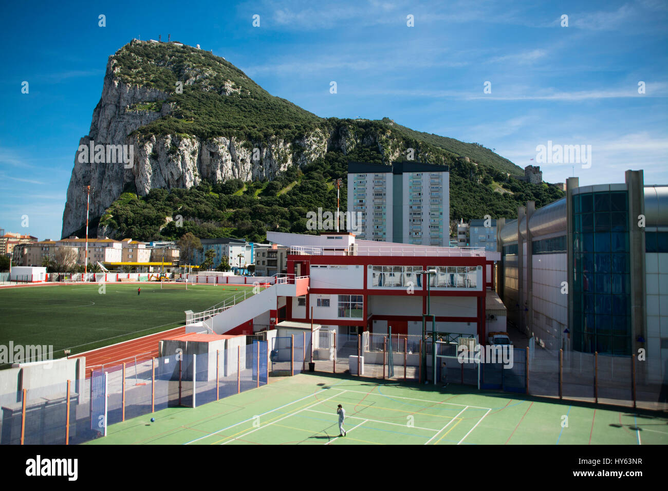Gibraltar - 1st April 2017 - The Rock of Gibraltar under clear blue ...