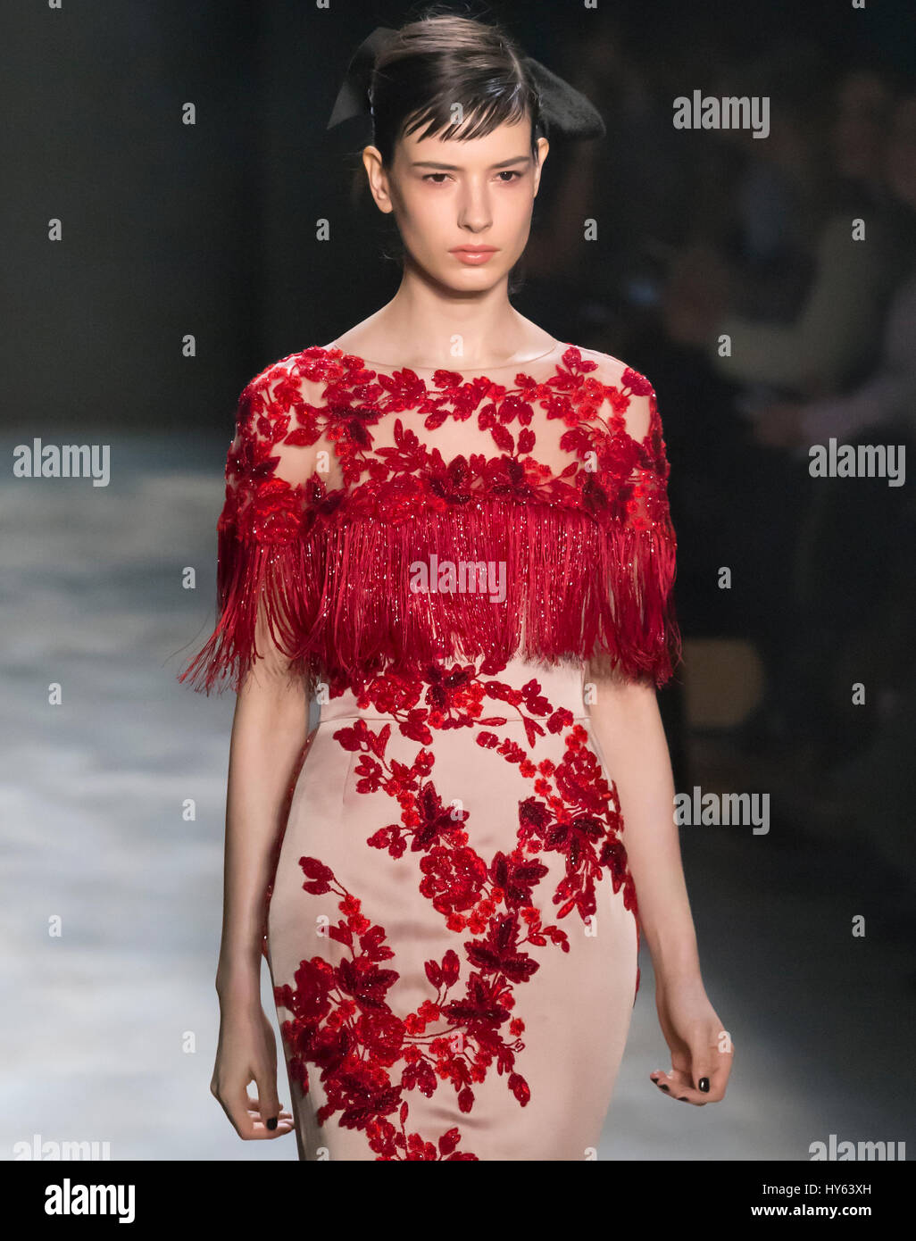 NEW YORK, NY - FEBRUARY 15, 2017: Isabella Ridolfi walks the runway at ...