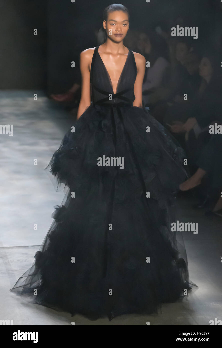 NEW YORK, NY - FEBRUARY 15, 2017: Symone Challenger walks the runway at ...