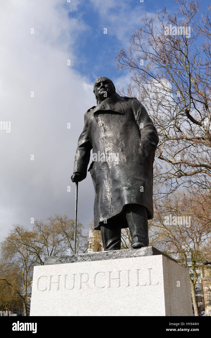 Statue of Winston Churchill in Parliament Square,London UK Stock Photo ...