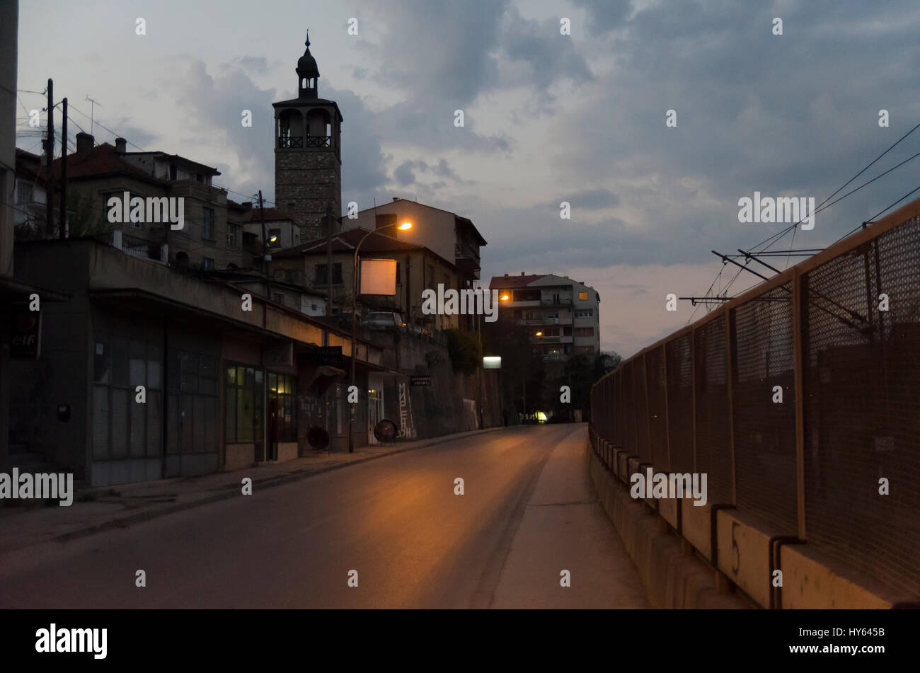 Veles, Republic of Macedonia - clock tower at sunset Stock Photo - Alamy