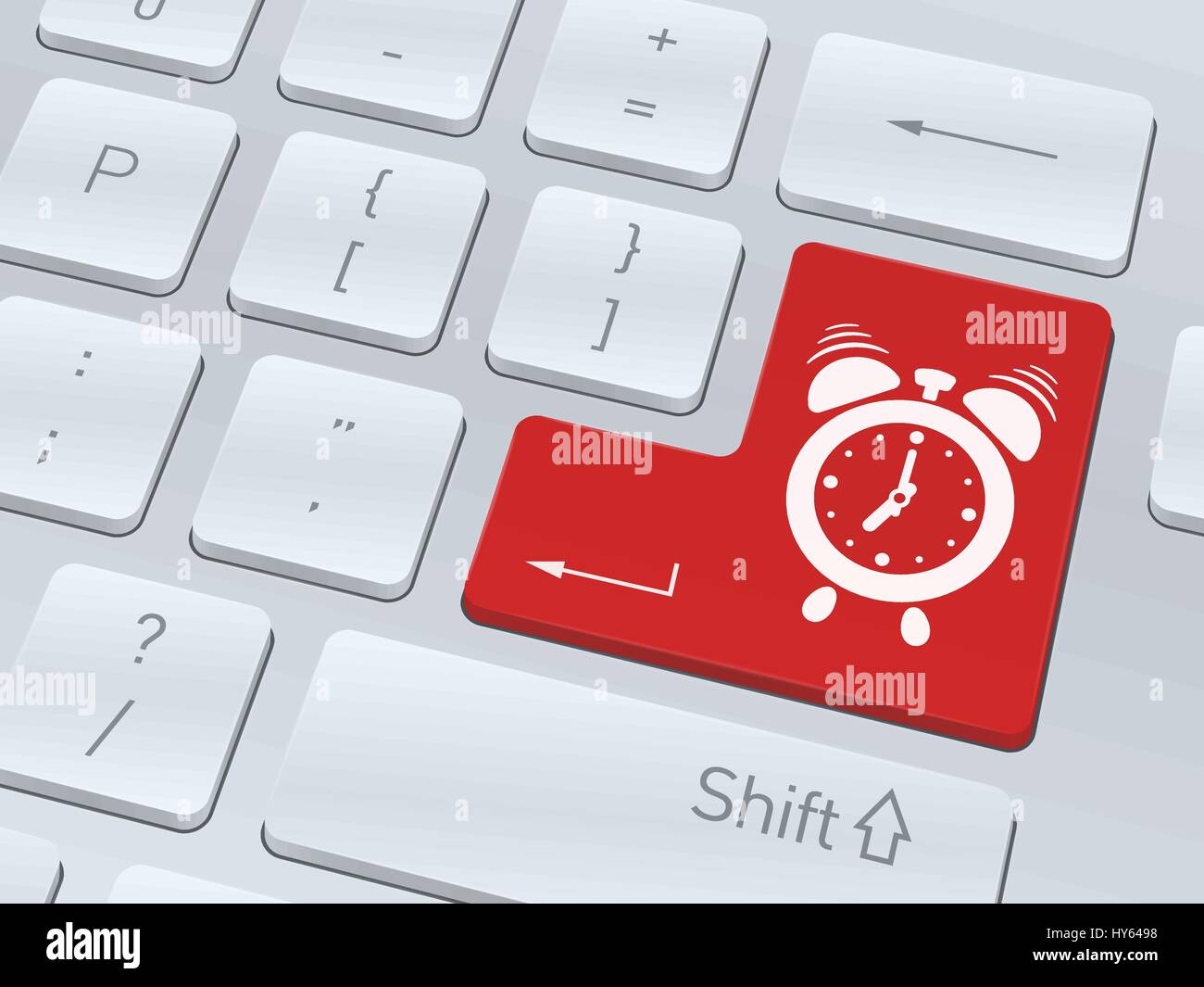 Alarm clock concept design on button of white computer keyboard for ...