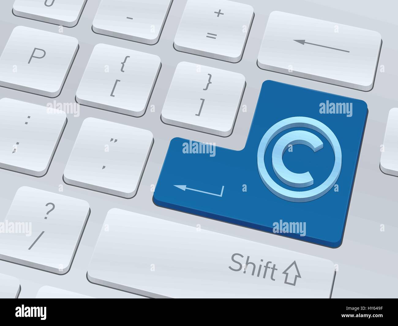 3d copyright concept design on button of white computer keyboard for ...