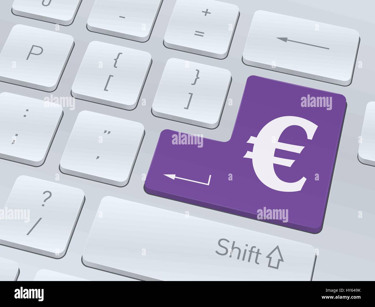 Euro sign concept design on button of white computer keyboard for your ...