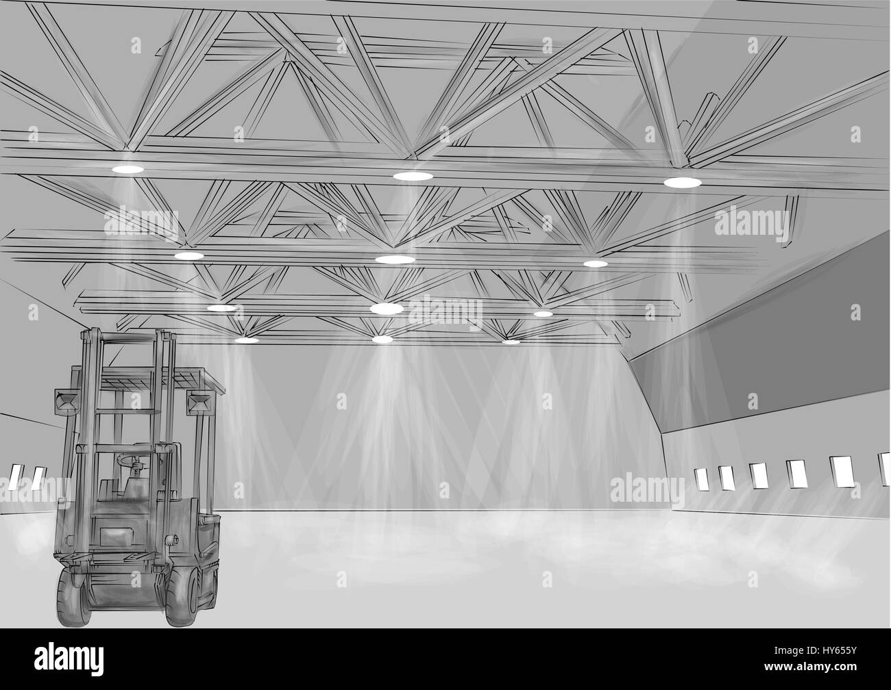warehouse. Large modern storehouse in grey color Stock Vector Image ...