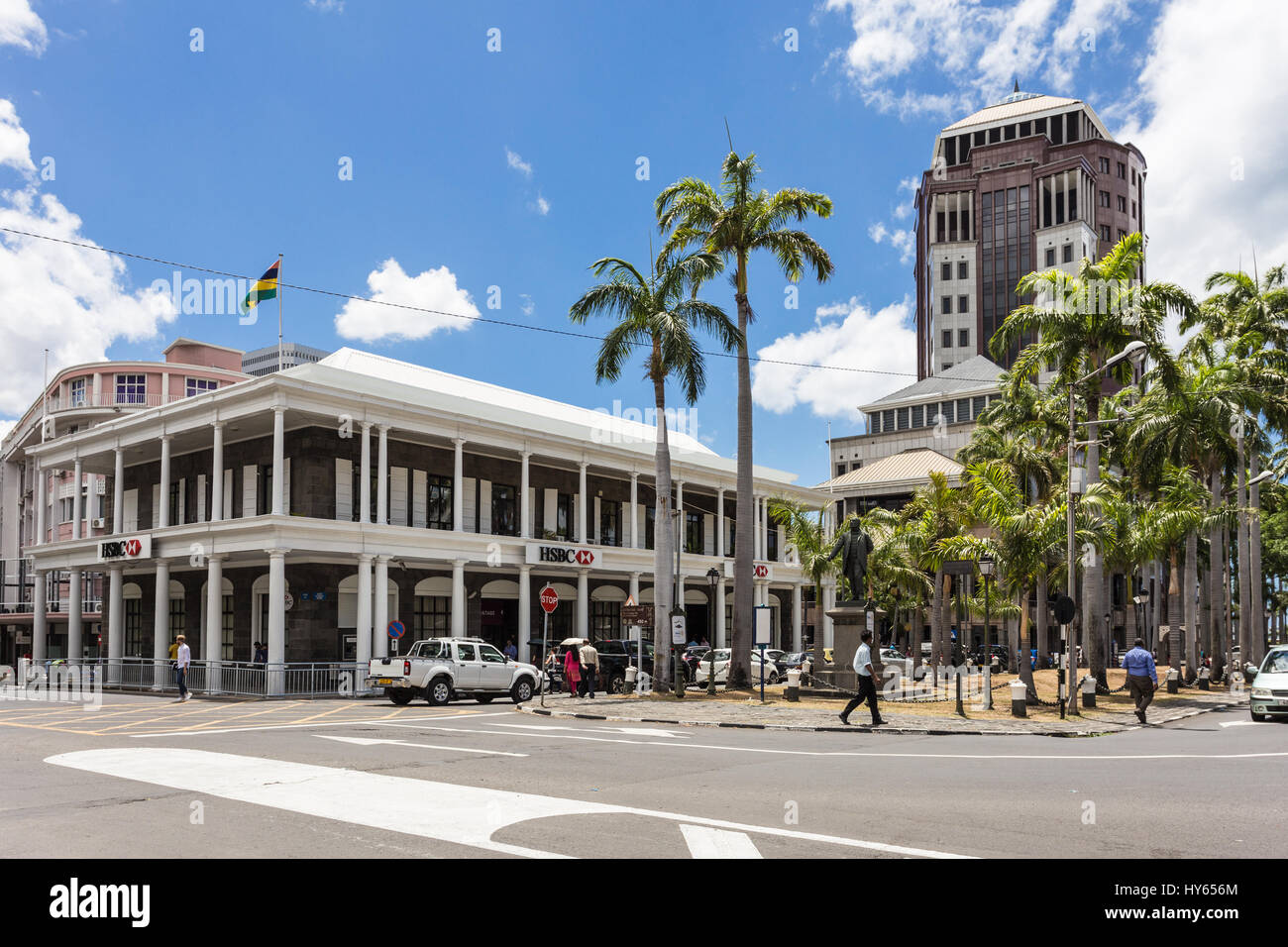 PORT LOUIS, MAURITIUS - NOVEMBER 18, 2016: People walk in the street of ...