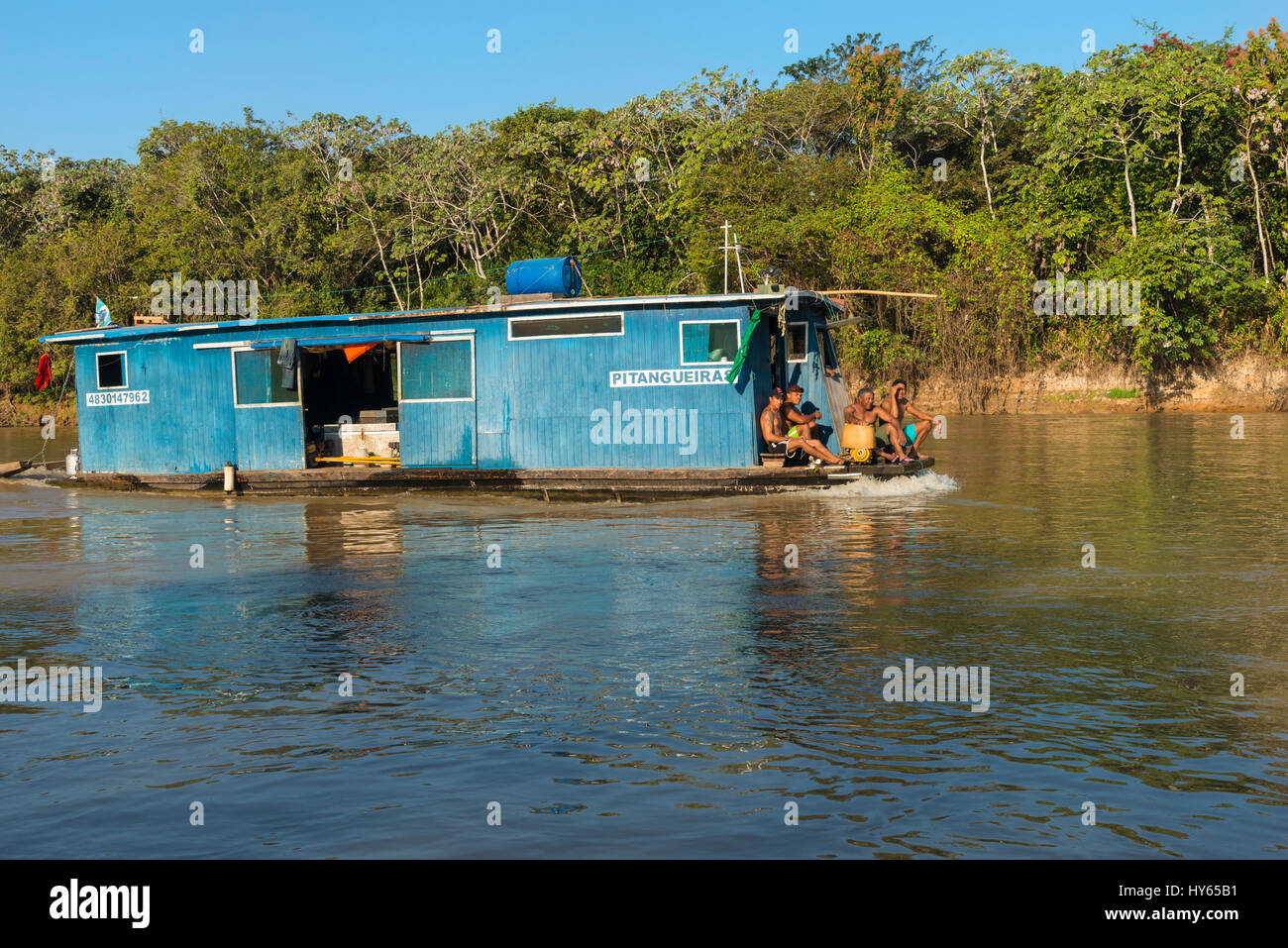 House boat, Cuiaba River, Pantanal, Mato Grosso State, Brazil Stock ...