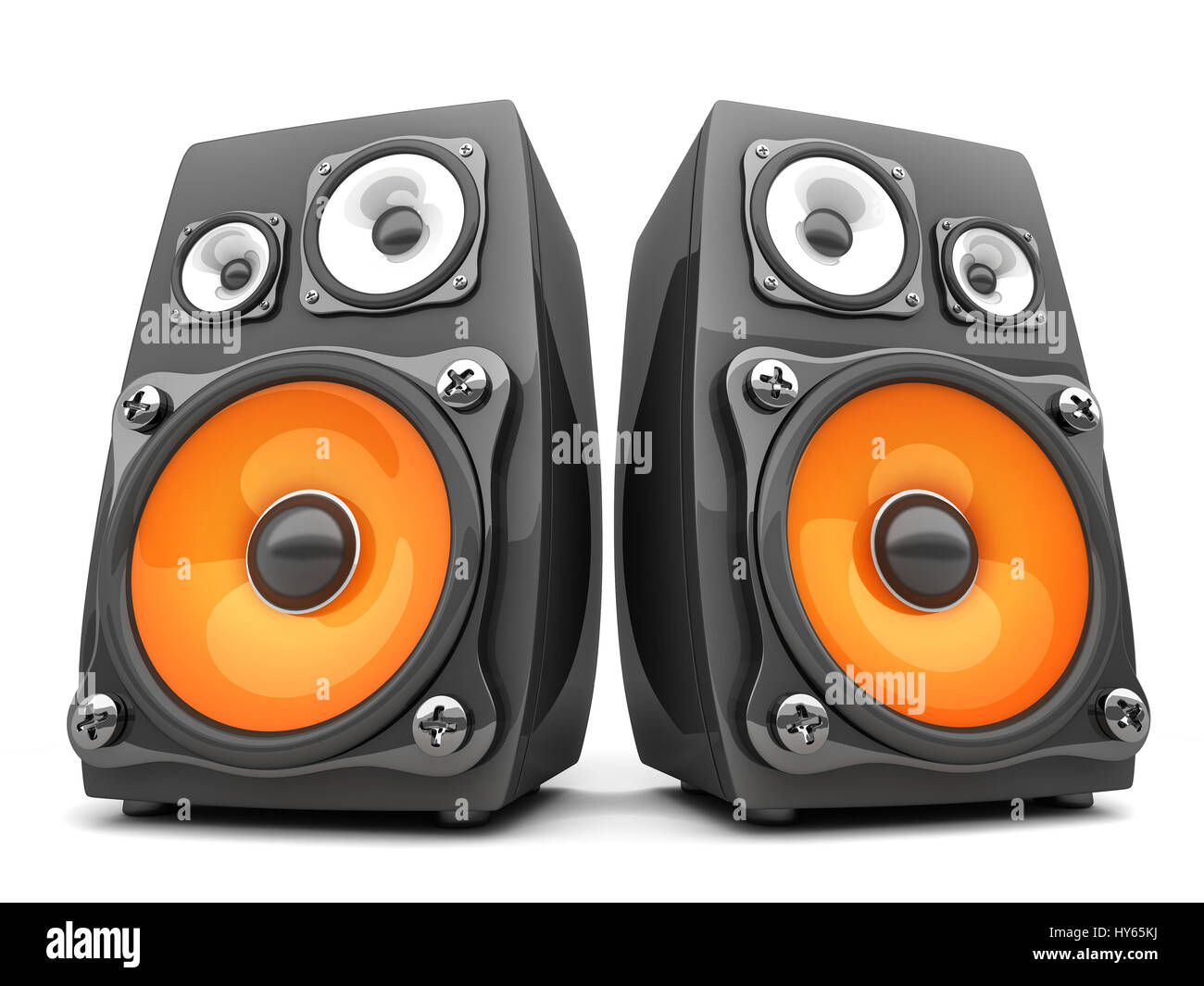 Two audio column on a white background. Sound icon. 3d illustration ...