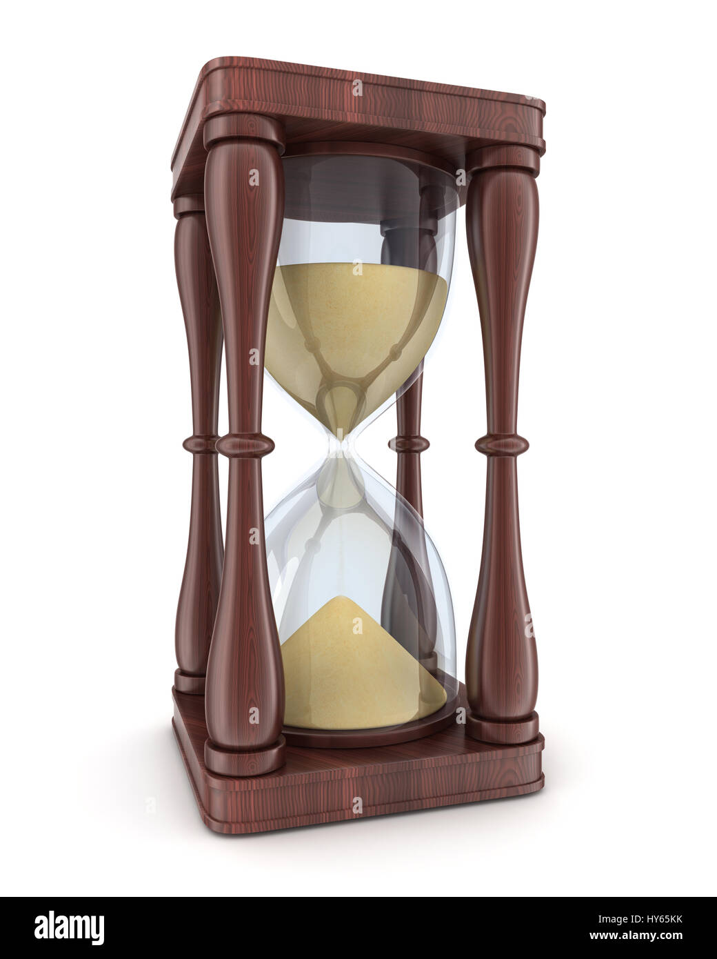 sandglass only on white background. 3d illustration Stock Photo - Alamy