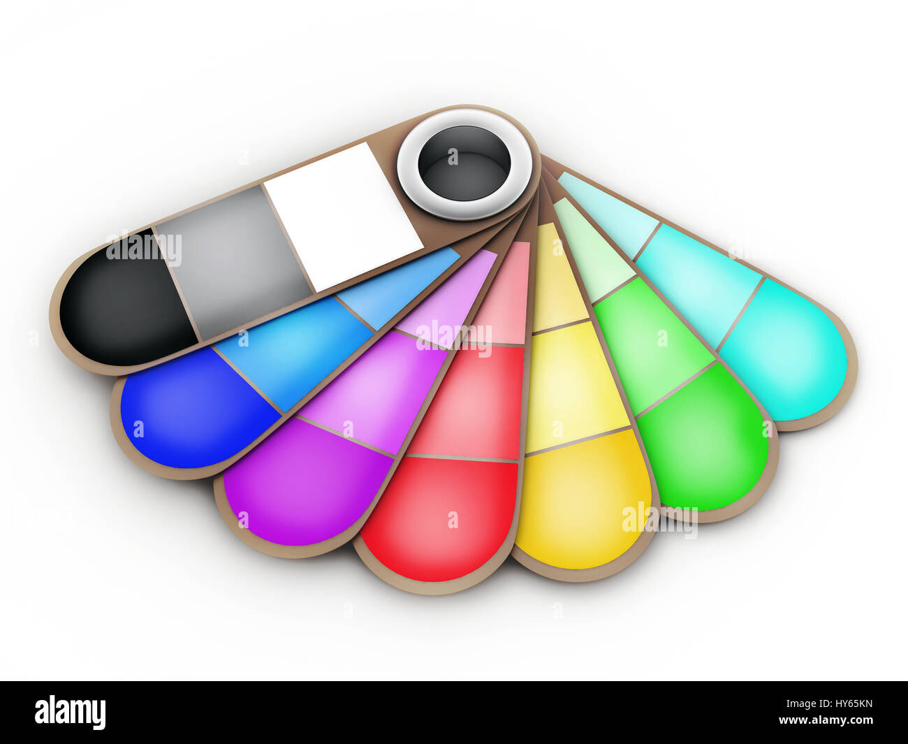 fan of colour on a white background. 3d illustration Stock Photo - Alamy