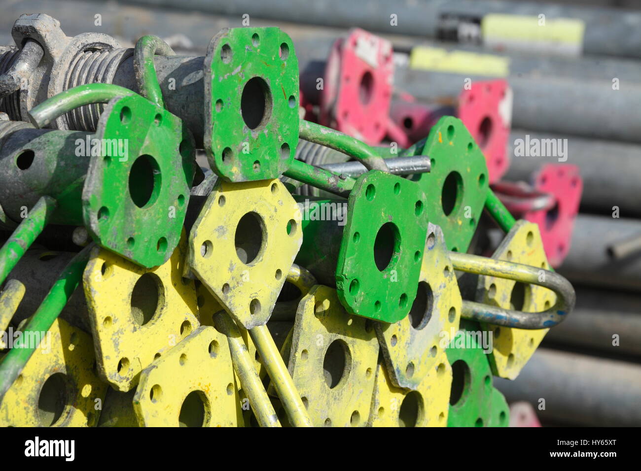 Stacked Metal bearer on a construction site Stock Photo - Alamy