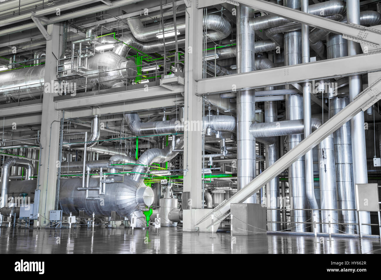 Equipment and piping as found inside of industrial thermal power plant ...