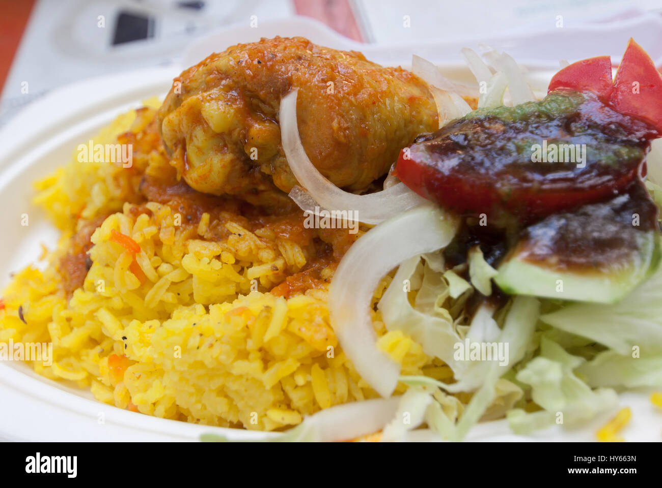chicken curry with boiled rice and spices Stock Photo - Alamy