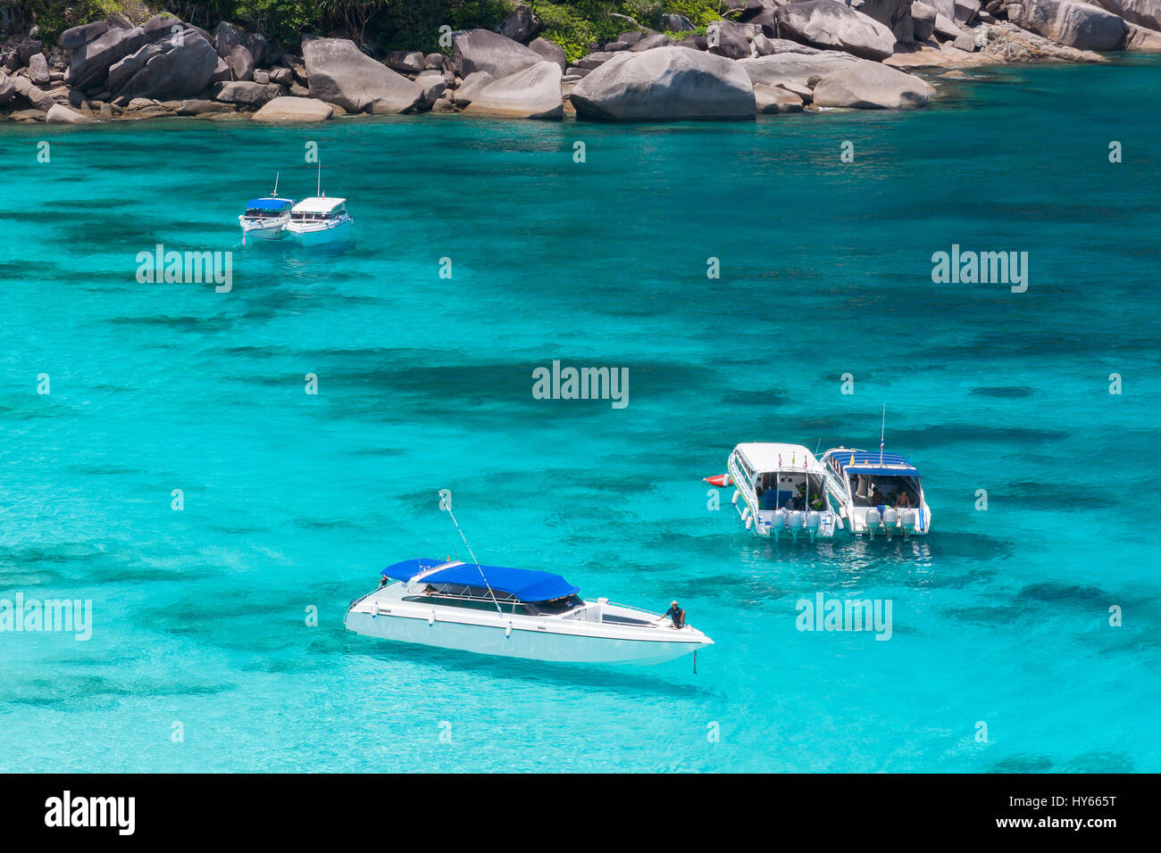 Beautiful sea landscape and the high-speed boat Stock Photo - Alamy