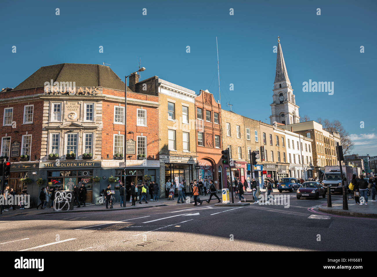 Commercial Street in Spitalfields in the East End of London, England ...
