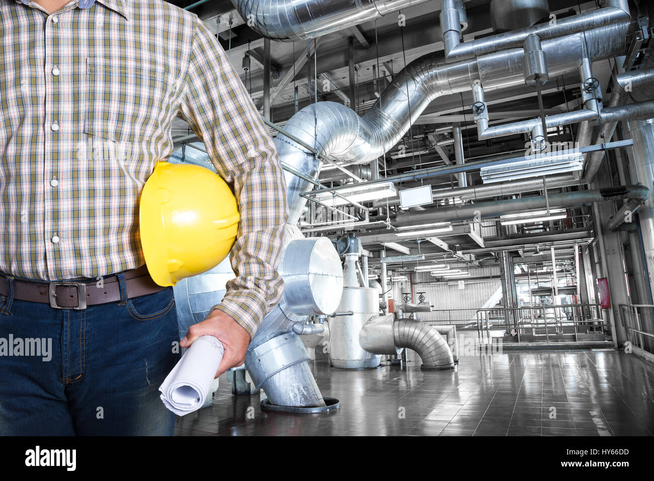 Maintenance technician inside thermal power plant factory Stock Photo ...