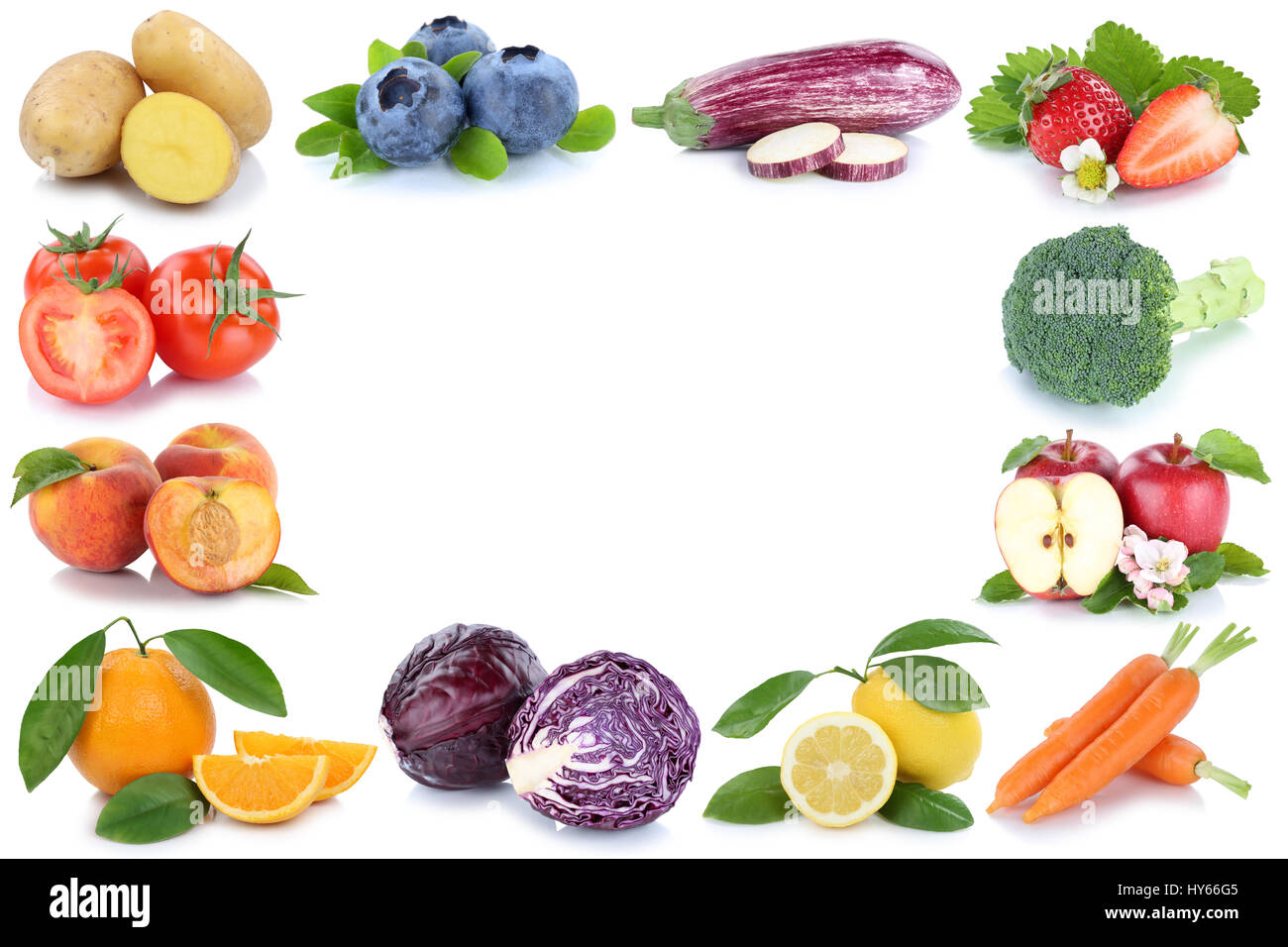 Fruits vegetables copyspace frame border hi-res stock photography and ...