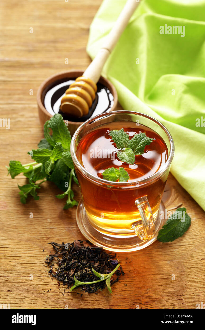 Mint flavored tea in a glass cup Stock Photo - Alamy