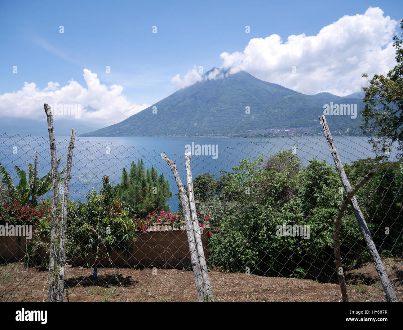 Volcán Atitlán is a large, conical, active stratovolcano adjacent to ...