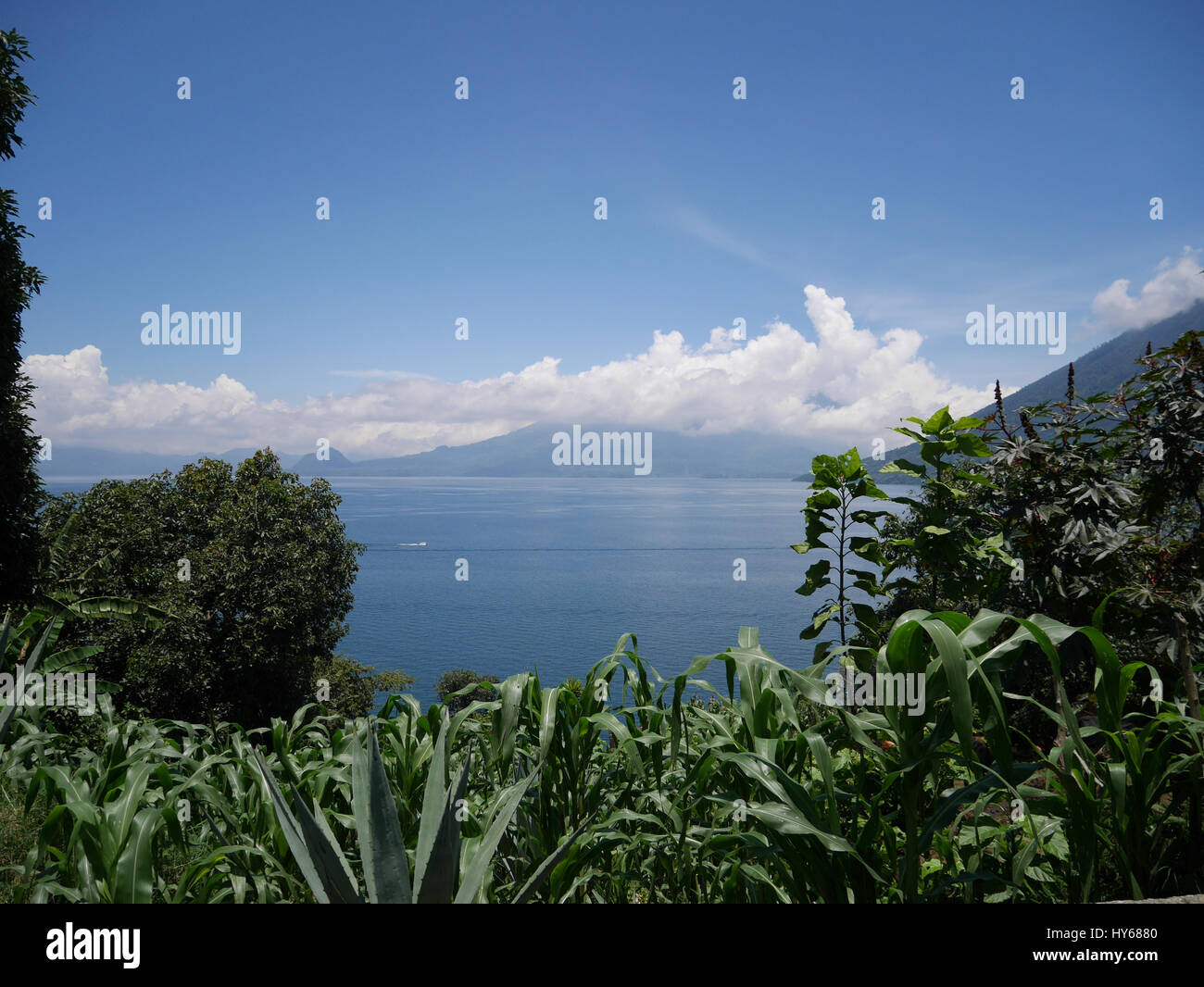 Volcán Atitlán is a large, conical, active stratovolcano adjacent to ...