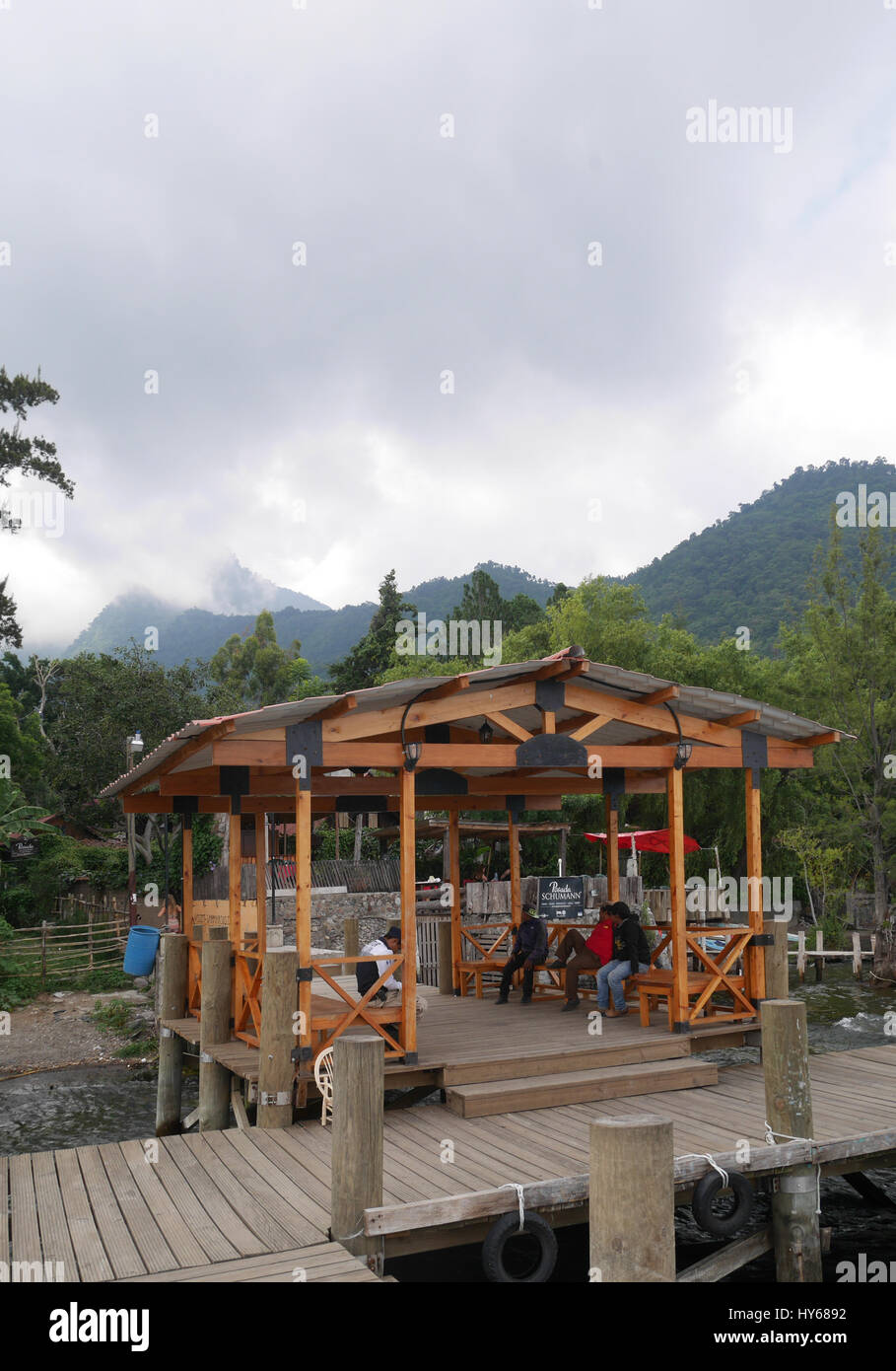 Small wooden handmade harbor for boats port Stock Photo - Alamy