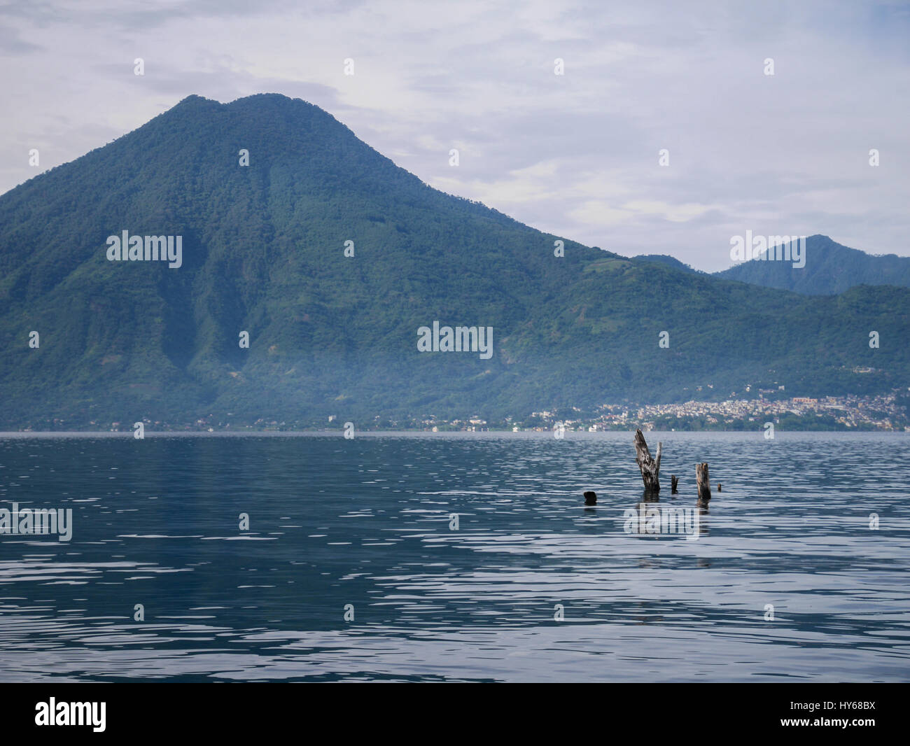 Volcán Atitlán is a large, conical, active stratovolcano adjacent to ...