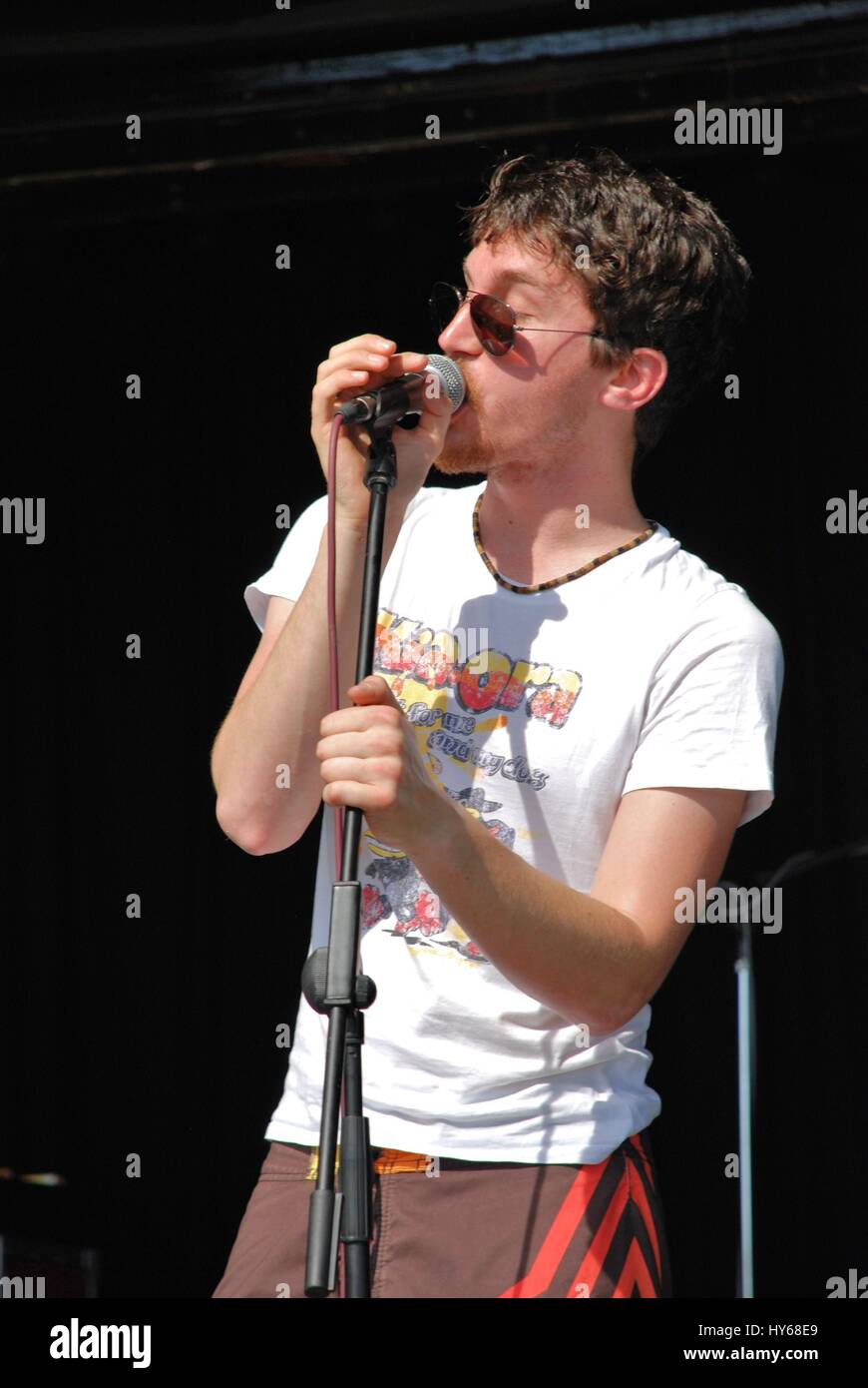 Jacob Howard Almond of British rock band D-Finitive performs at the ...