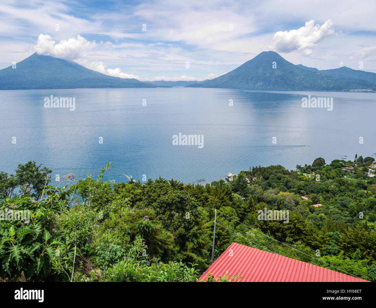 Volcán Atitlán is a large, conical, active stratovolcano adjacent to ...