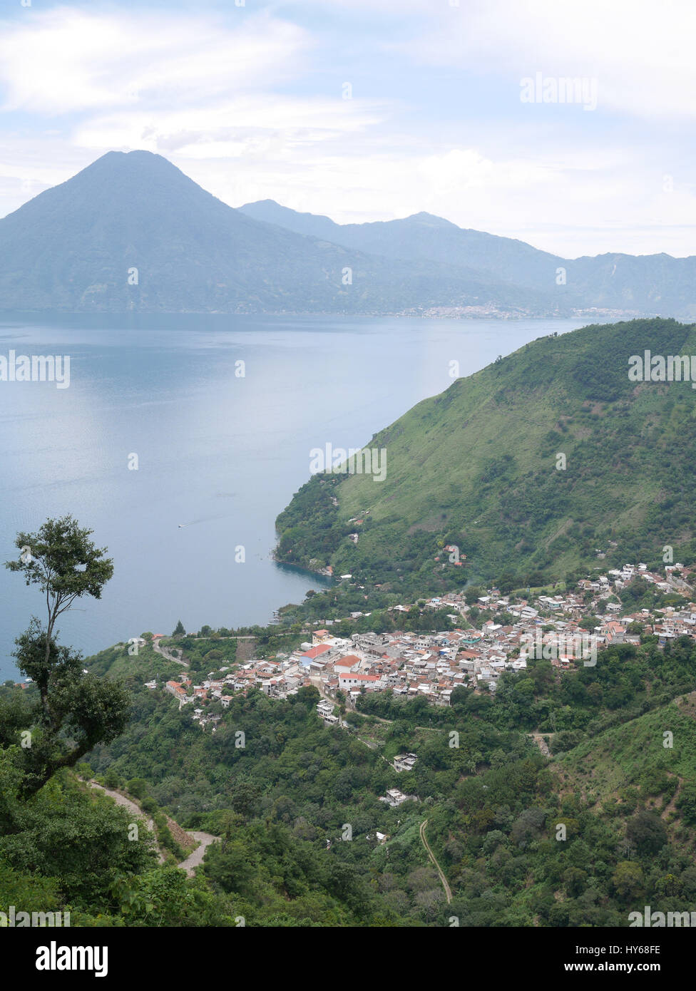 Volcán Atitlán is a large, conical, active stratovolcano adjacent to ...