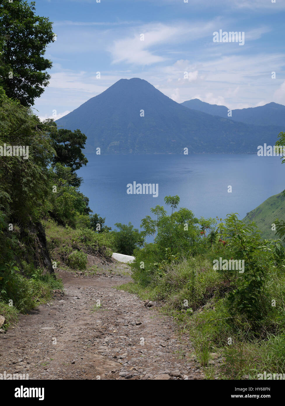 Volcán Atitlán is a large, conical, active stratovolcano adjacent to ...