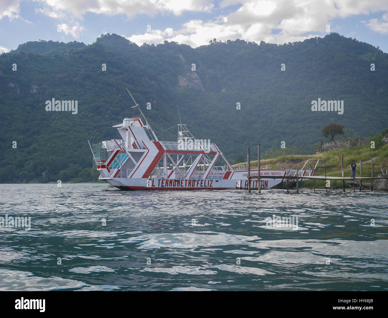 Small wooden handmade harbor for boats port Stock Photo - Alamy