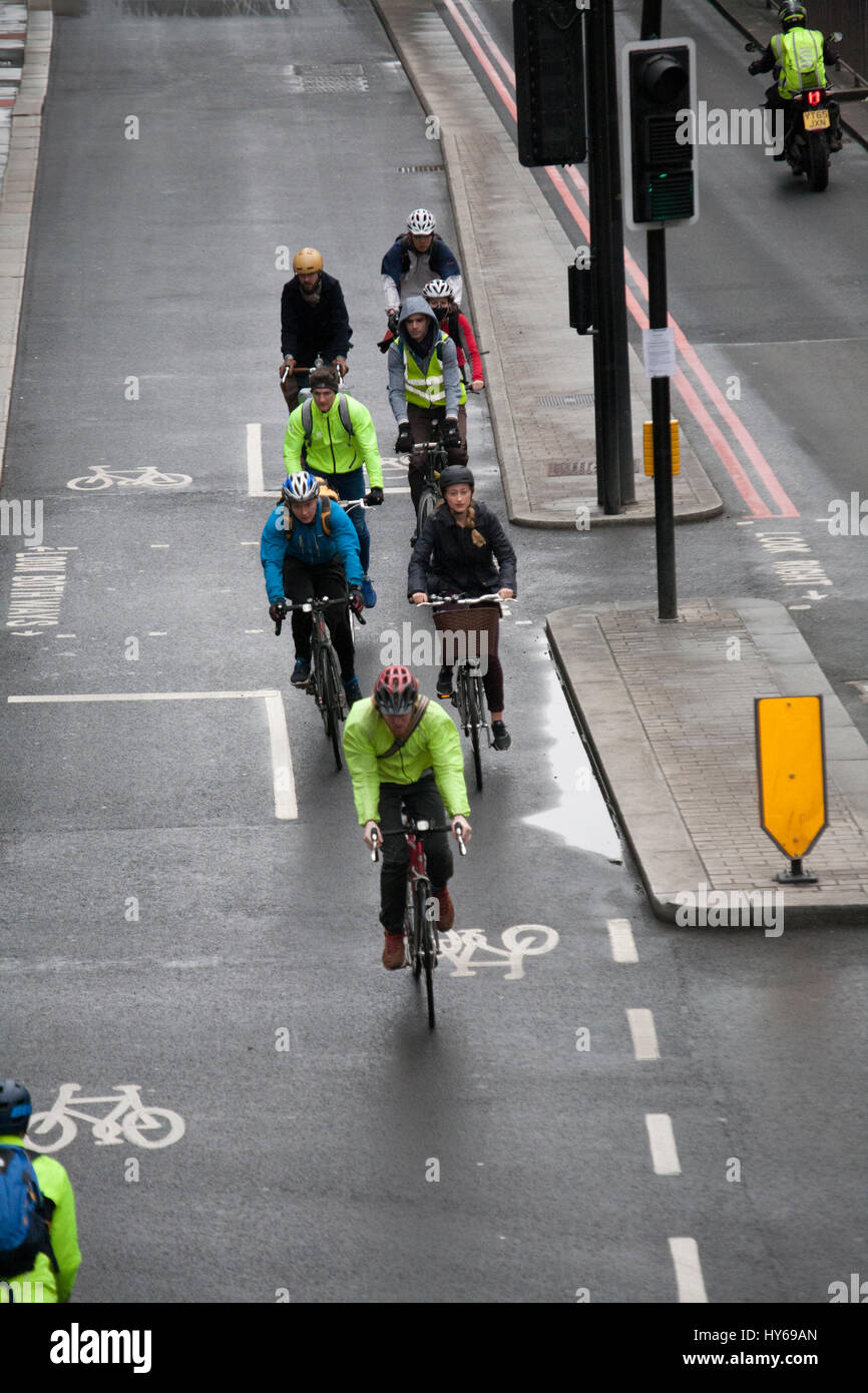London Cyclists on cycle route, london cycle superhighway Stock Photo ...