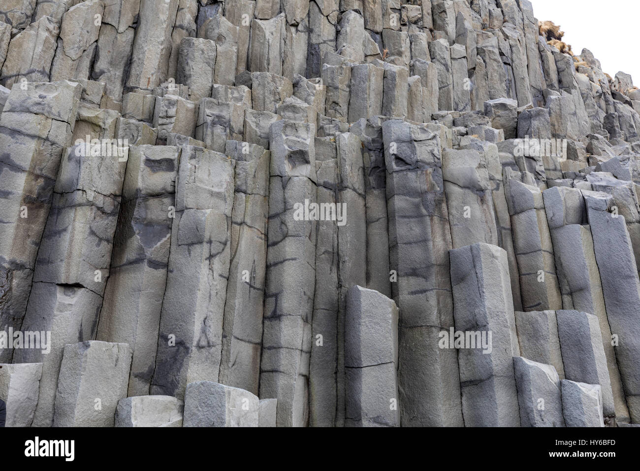 The black sand beach of Reynisfjara basalt column and the mount ...