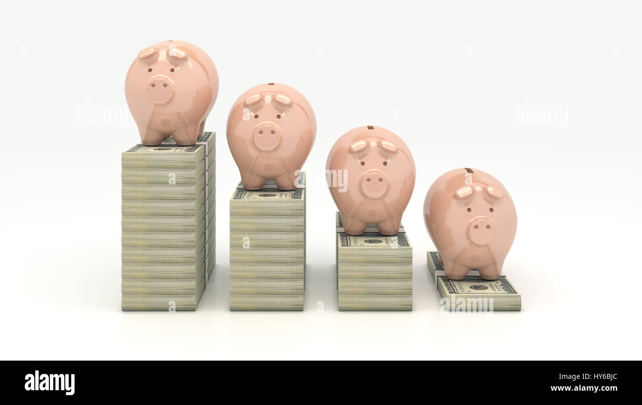 Piggy bank style money box on dollar banknote Stock Photo - Alamy