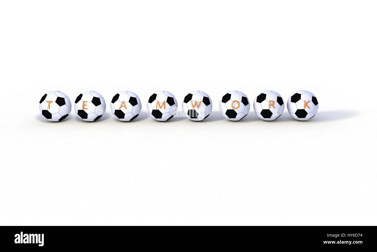 Teamwork concept, football models 3d render working Stock Photo - Alamy