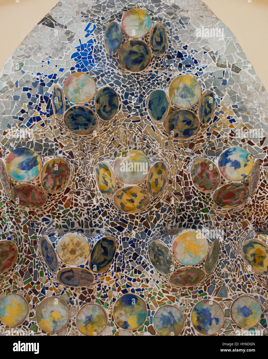 details of ceramic tiles in Casa Batlló designed by Antoni Gaudí ...