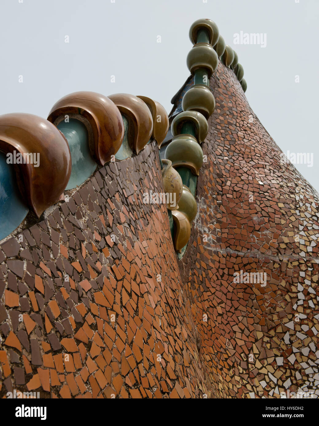 Roof of Casa Batlló representing a dragon and designed by Antoni Gaudí ...