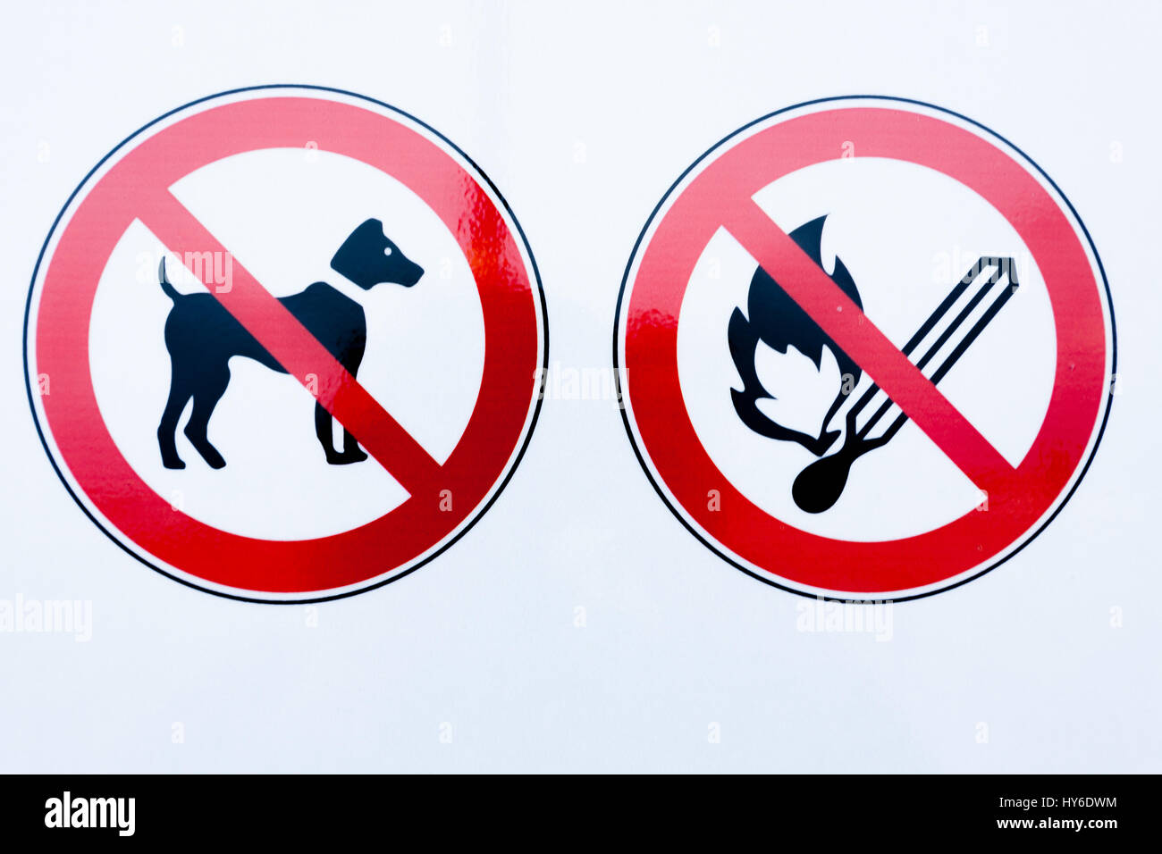 Collection of prohibition signs. Red circles with indication inside ...