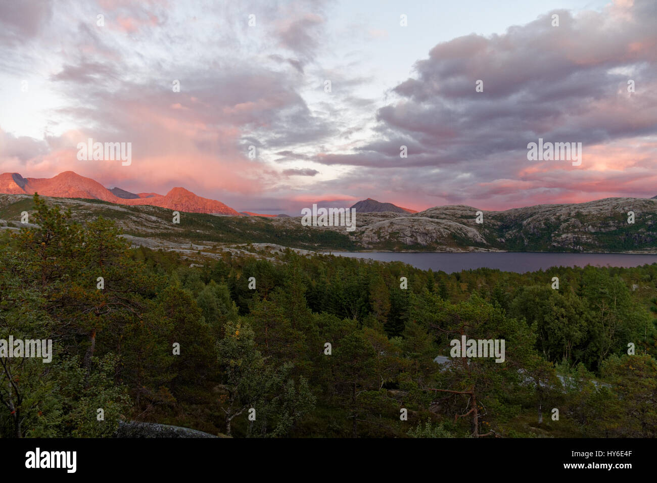 Norway red mountain forest sunset hi-res stock photography and images ...