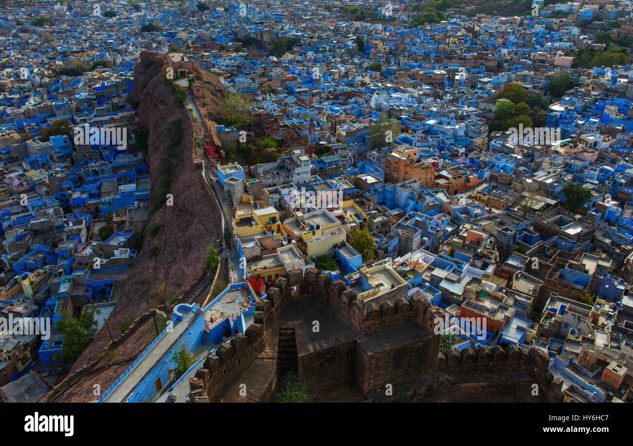 Mehrangarh Fort dominates the "blue" city of Jodhpur, and provides ...